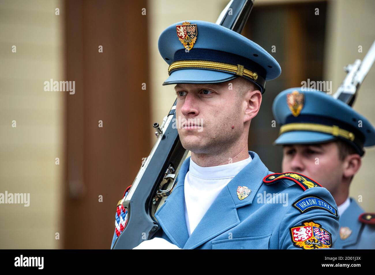 Castle guards during changing of the guard ceremony, Castle Square gate ...