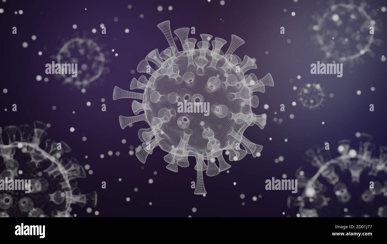 COVID-19 background with realistic model of the virus. 3d image Stock ...