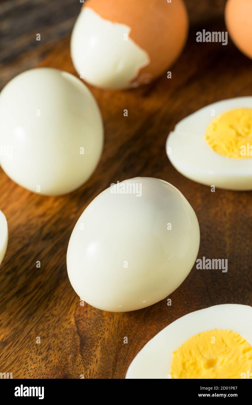 Organic Cage Free Hard Boiled Eggs Ready to Eat Stock Photo - Alamy