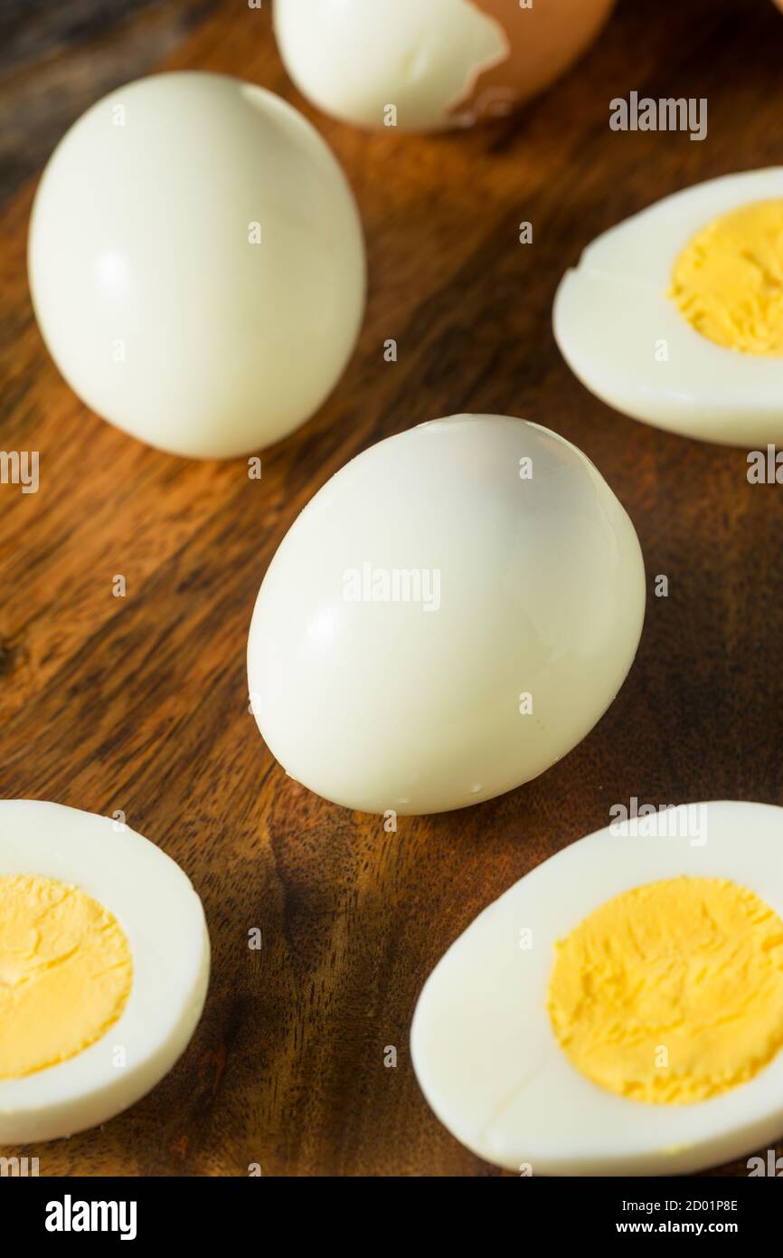 Organic Cage Free Hard Boiled Eggs Ready to Eat Stock Photo - Alamy