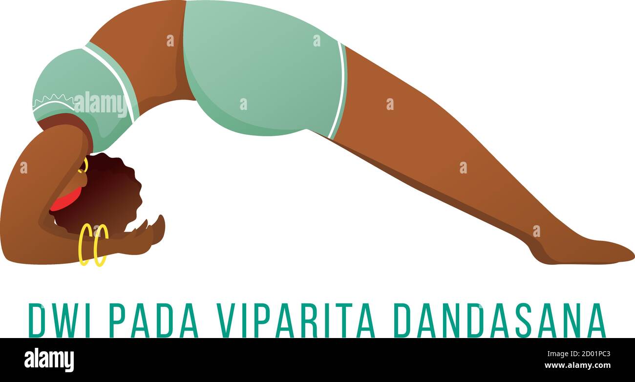 Dwi Pada Viparita Dandasana flat vector illustration. Dropping back to ...