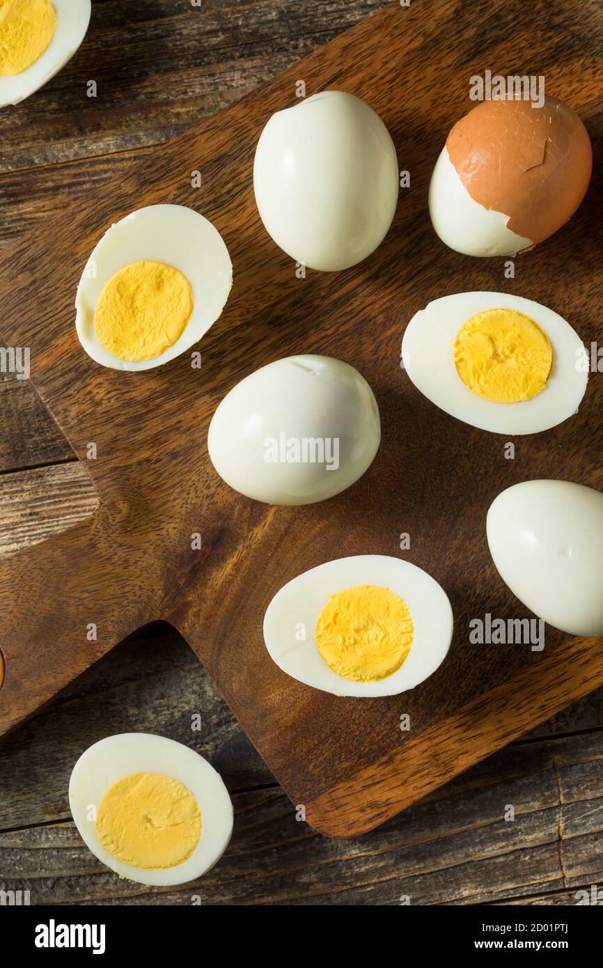 Organic Cage Free Hard Boiled Eggs Ready to Eat Stock Photo - Alamy