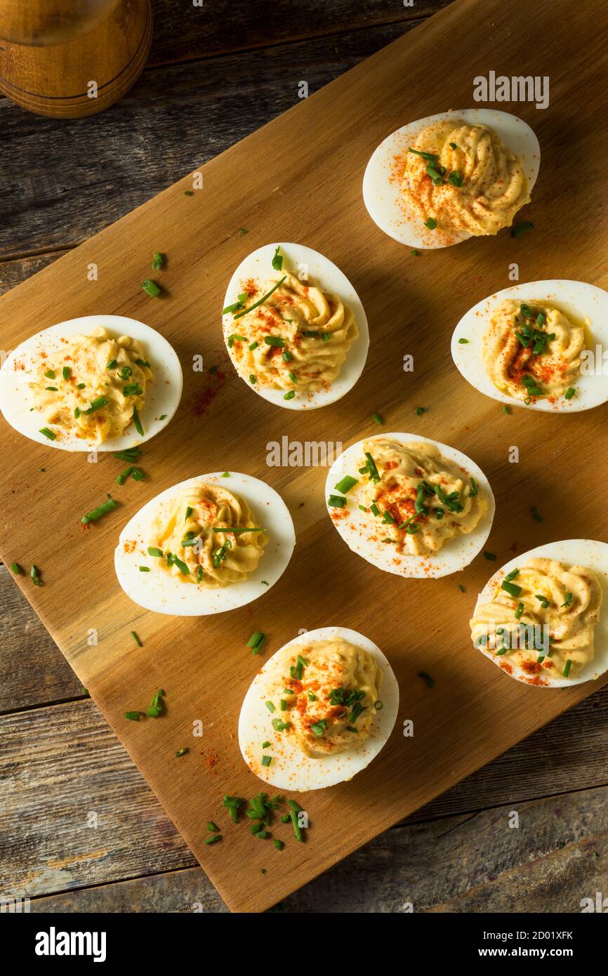 Devilled eggs with chives hi-res stock photography and images - Alamy