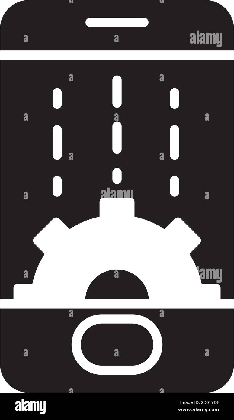 smartphone with gear wheel icon over white background, silhouette style ...