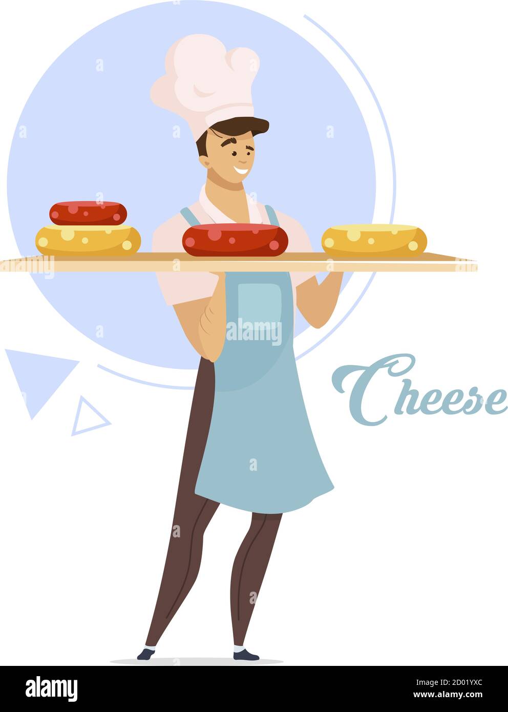 Cheese production flat color vector illustration. Cheesemaking. Male ...