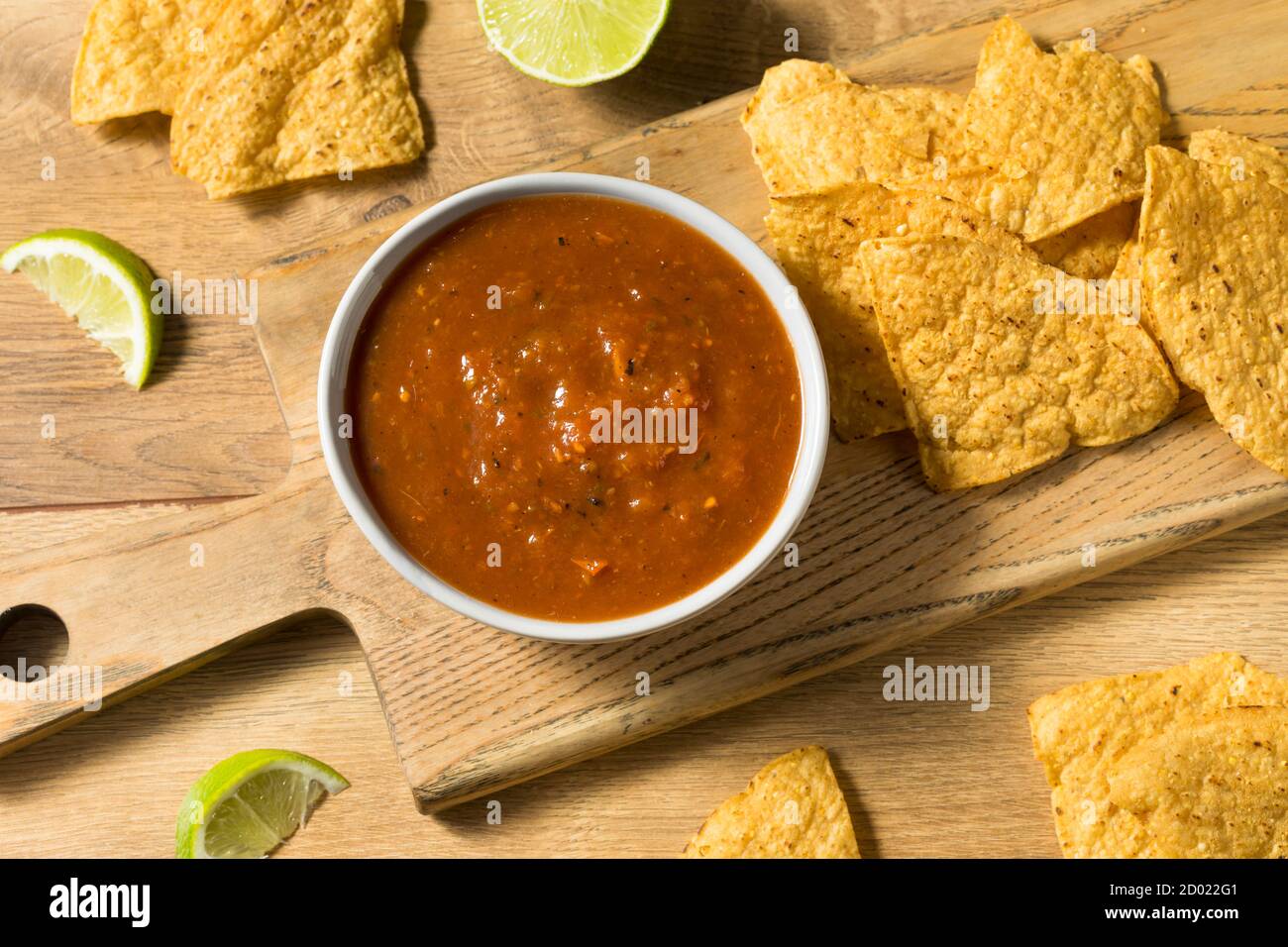 Homemade Tomato Salsa and Tortilla Chips Ready to Eat Stock Photo - Alamy