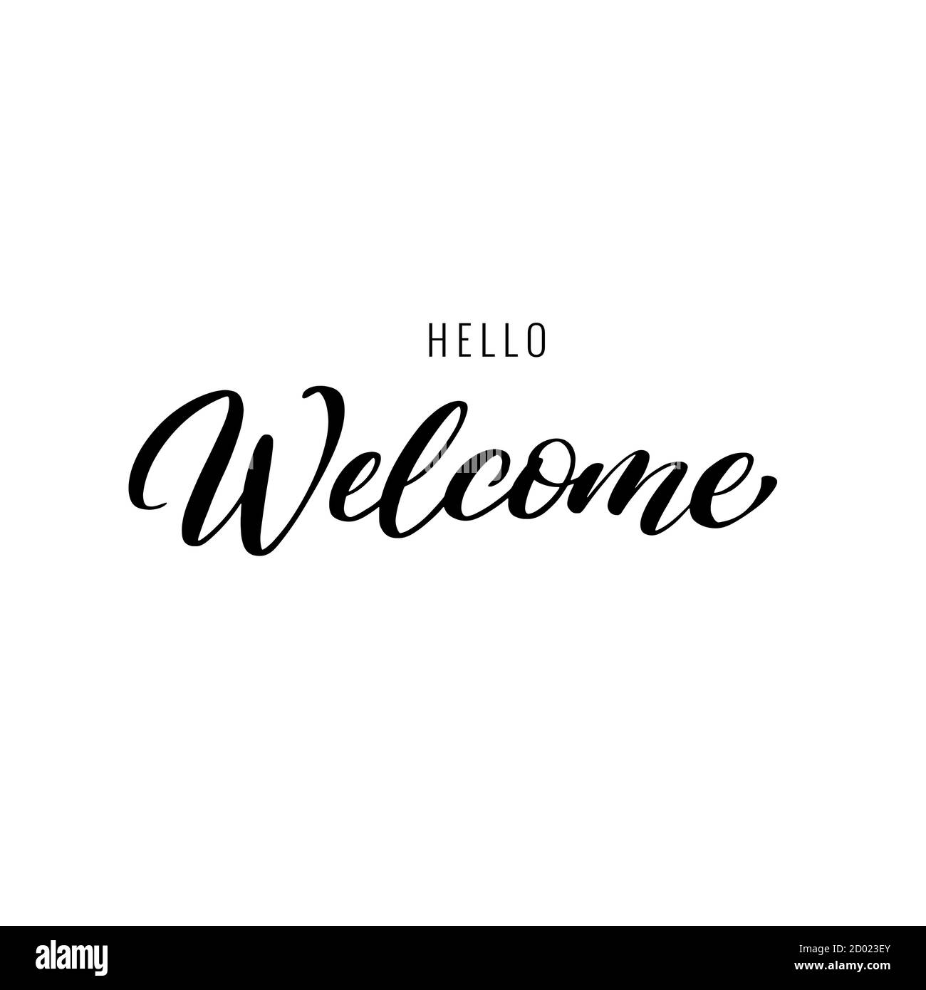 Hello welcome lettering wrote by brush. Hello welcome calligraphy Stock ...