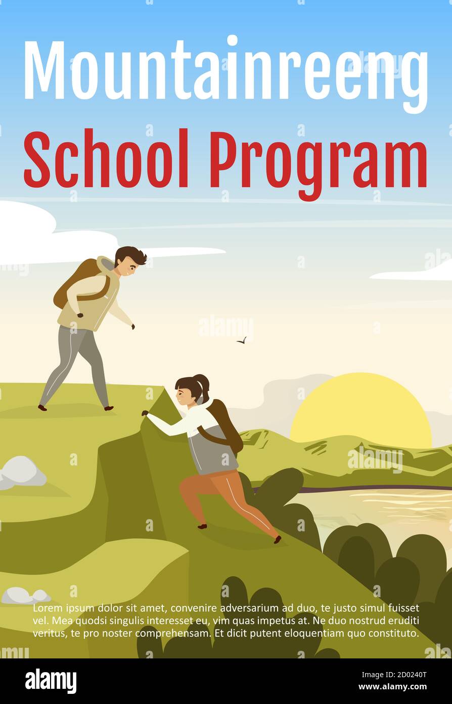 Mountainreeng school program brochure template. Flyer, booklet, leaflet ...