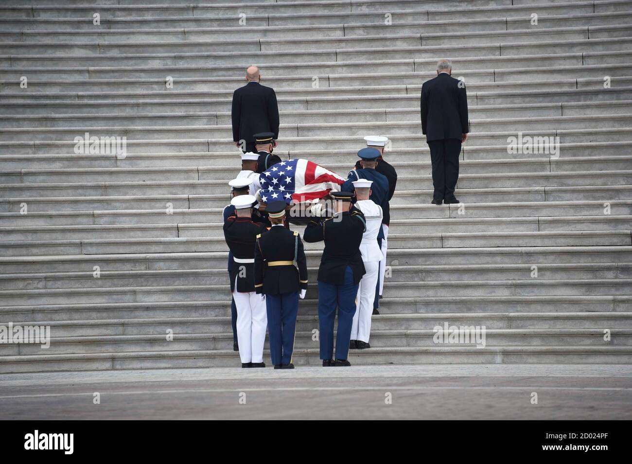 The flag-draped casket of Supreme Court Justice Ruth Bader Ginsburg is ...