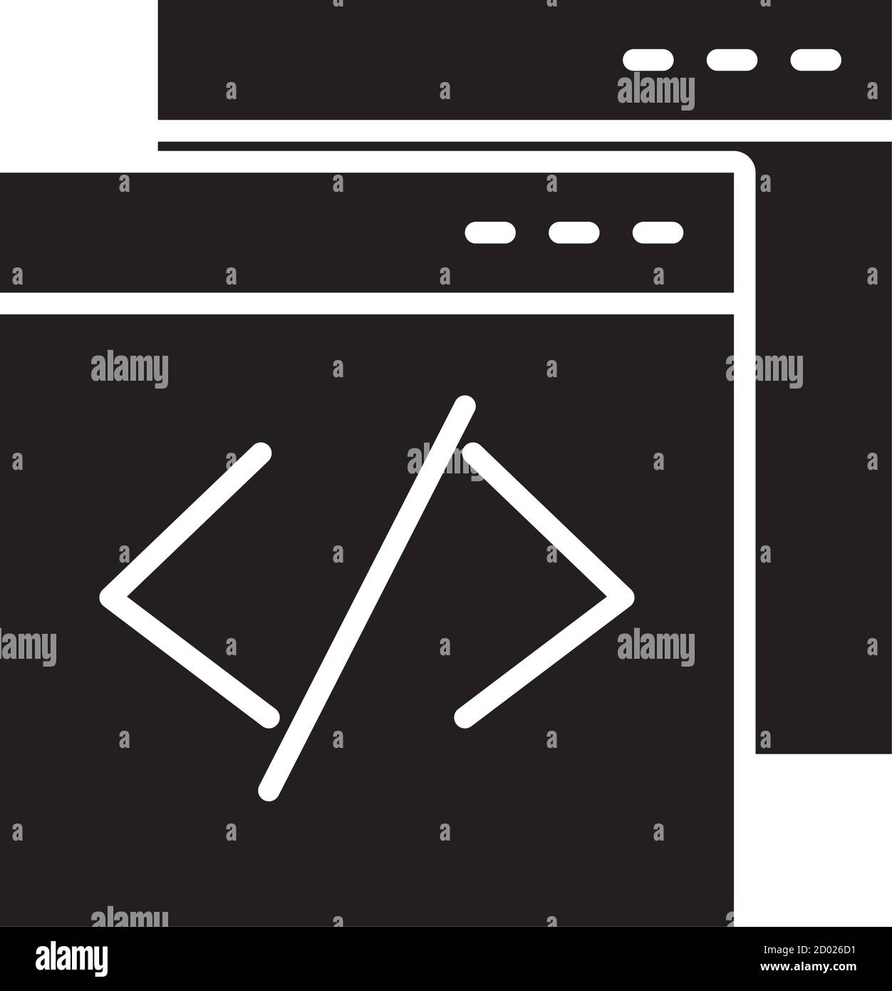 web browser coding icon over white background, silhouette style, vector ...