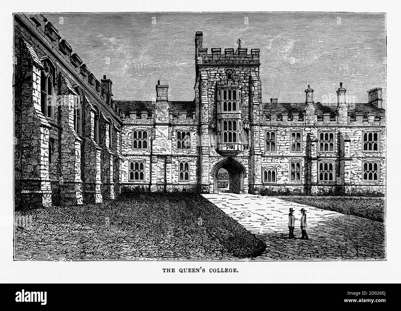 Very Rare, Beautifully Illustrated Antique Engraving of Queen’s College ...