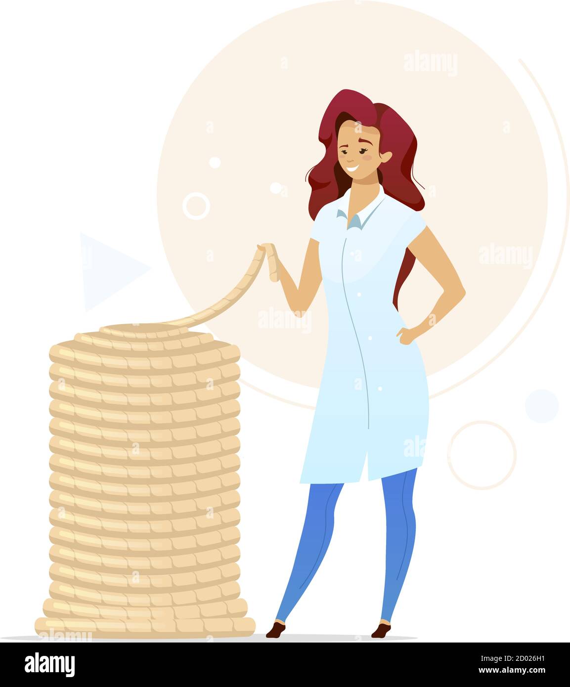 Knitting yarn quality control flat color vector illustration. Female ...