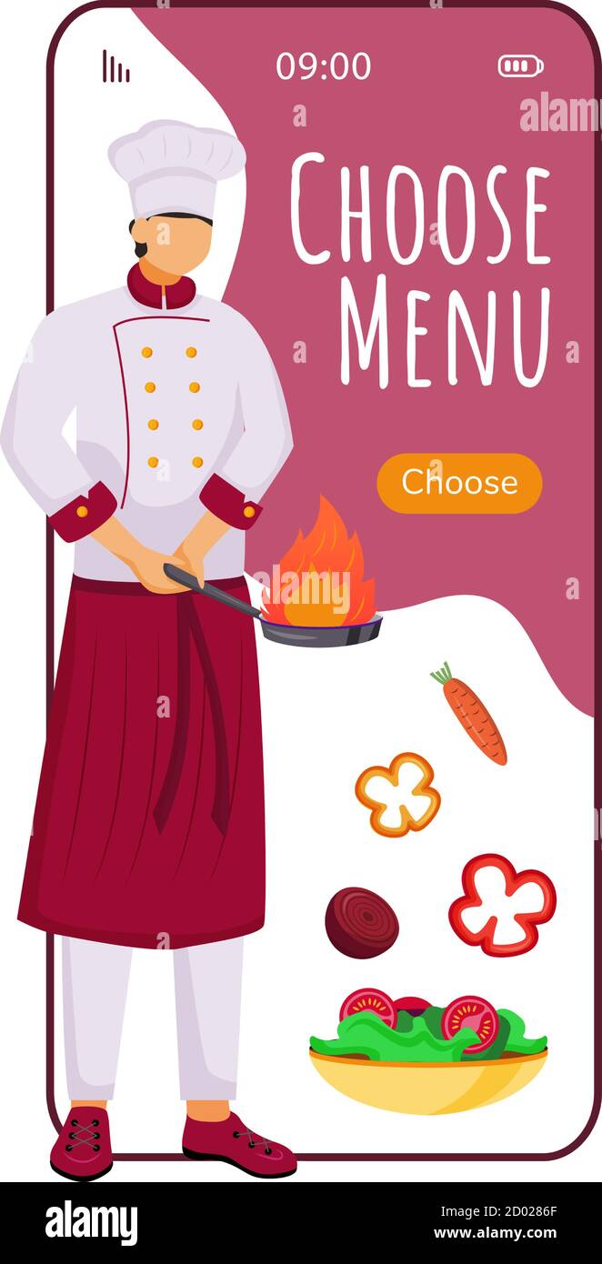Choose menu cartoon smartphone vector app screen. Mobile phone display ...