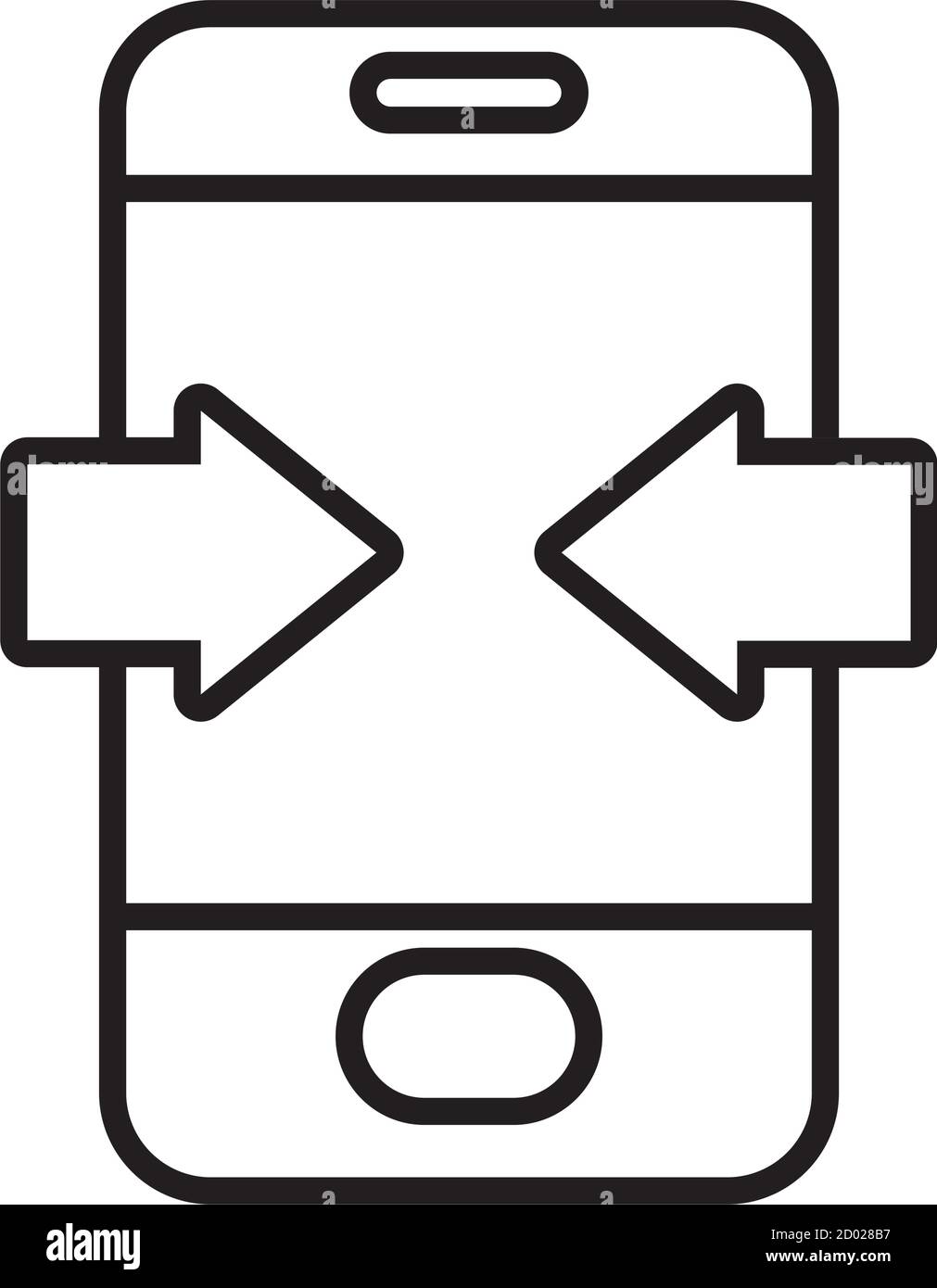 smartphone with arrows icon over white background, line style, vector ...