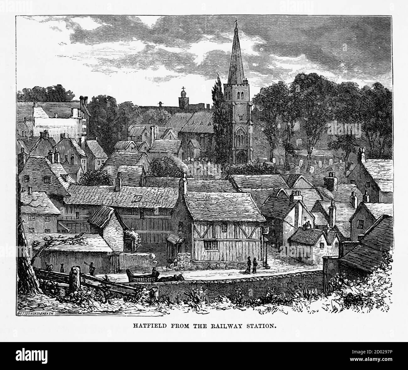 Very Rare, Beautifully Illustrated Antique Engraving of Hatfield From ...