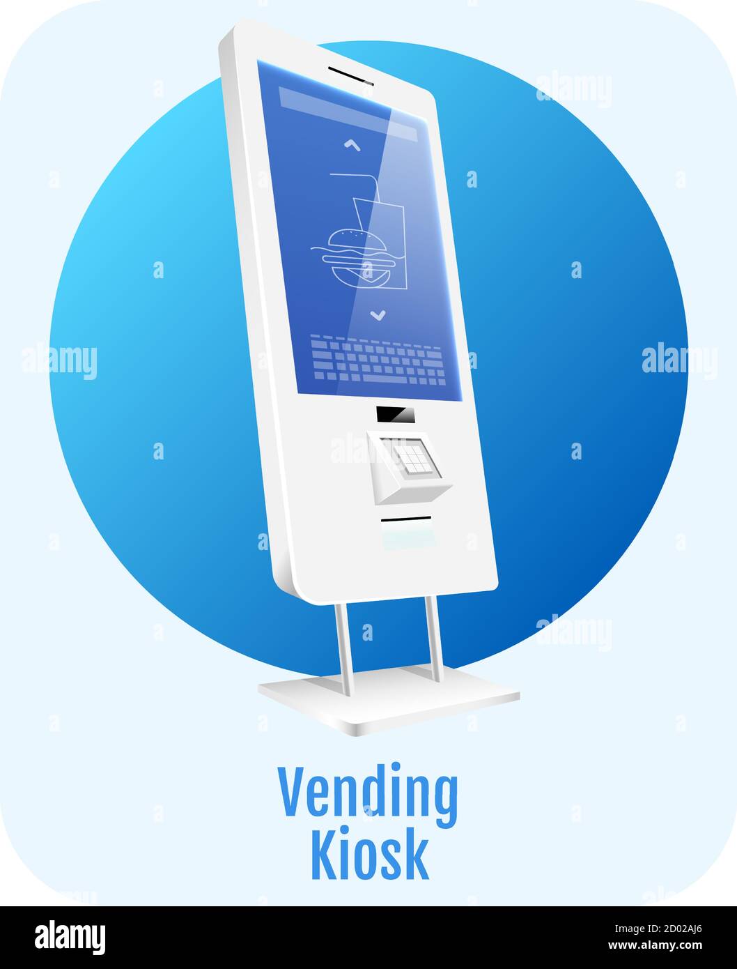 Vending kiosk flat concept icon. Self service terminal sticker, clipart ...