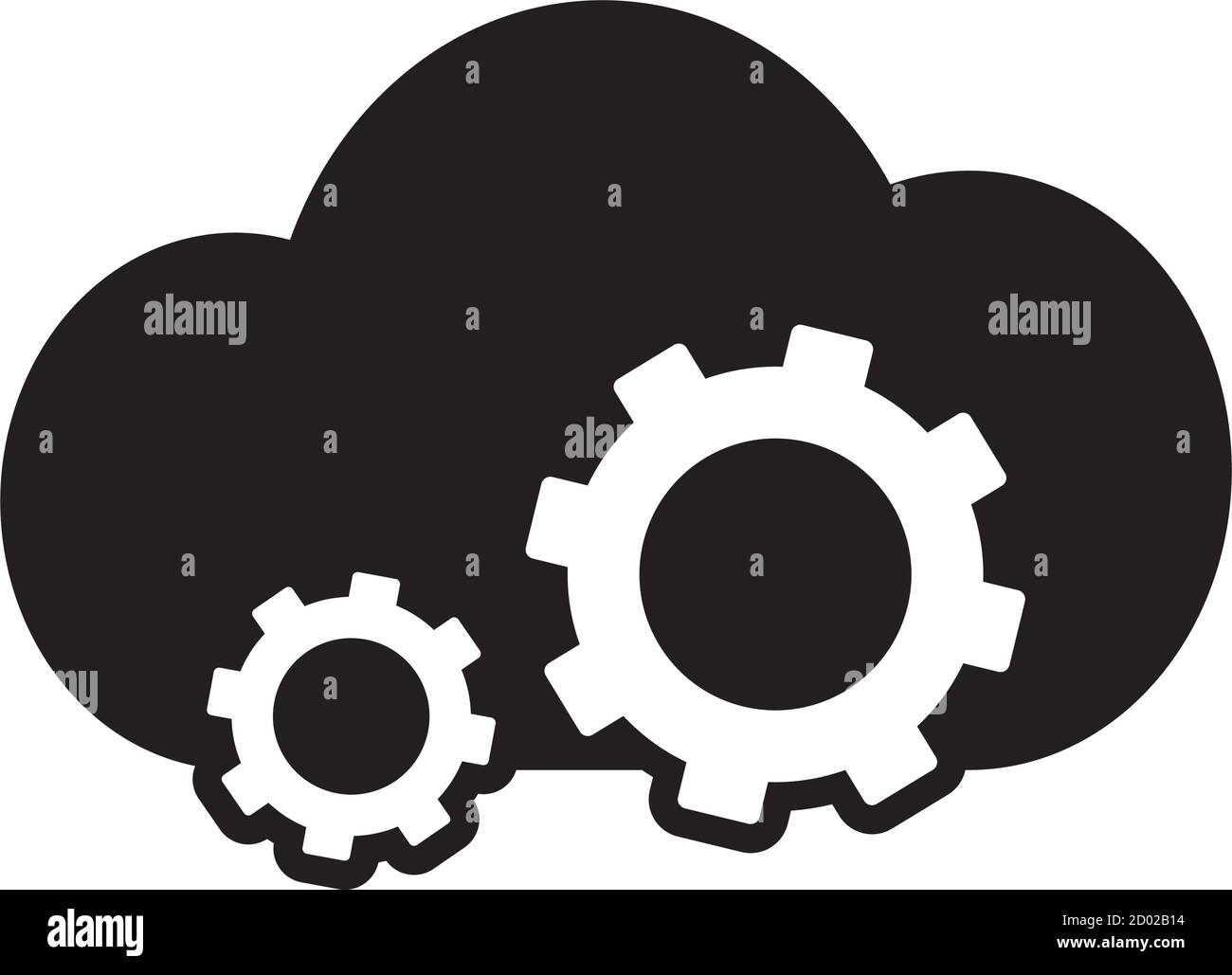 data cloud with gear wheels icon over white background, silhouette ...