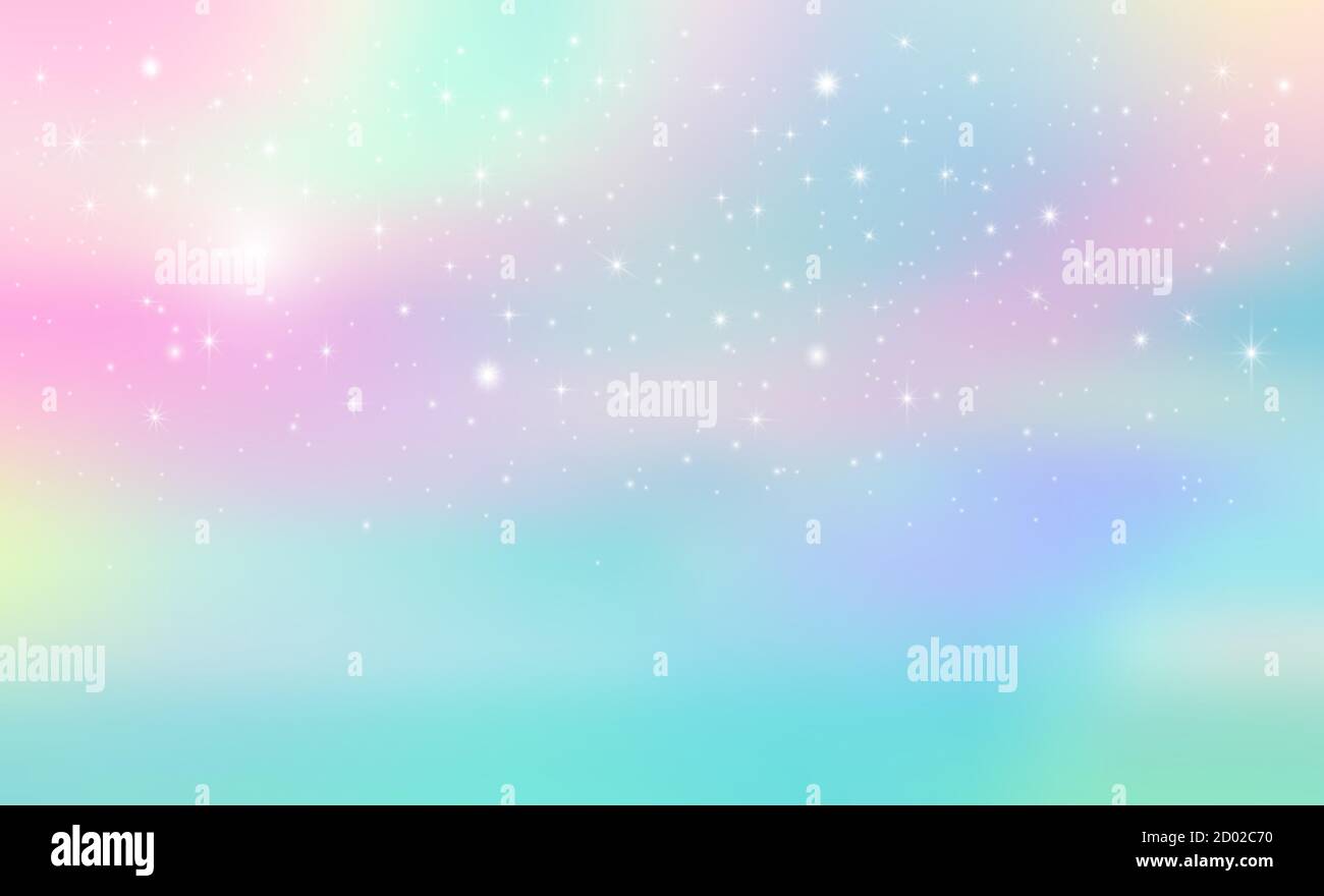 Fantasy background of a magic sky in rainbow colors and sparkling stars ...