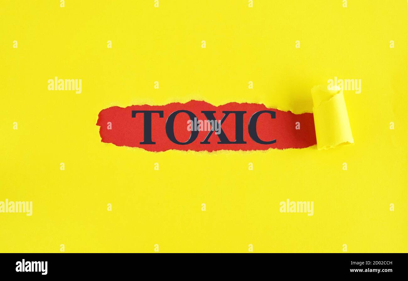 Toxic word written on torn yellow paper,concept of quit smoking ...