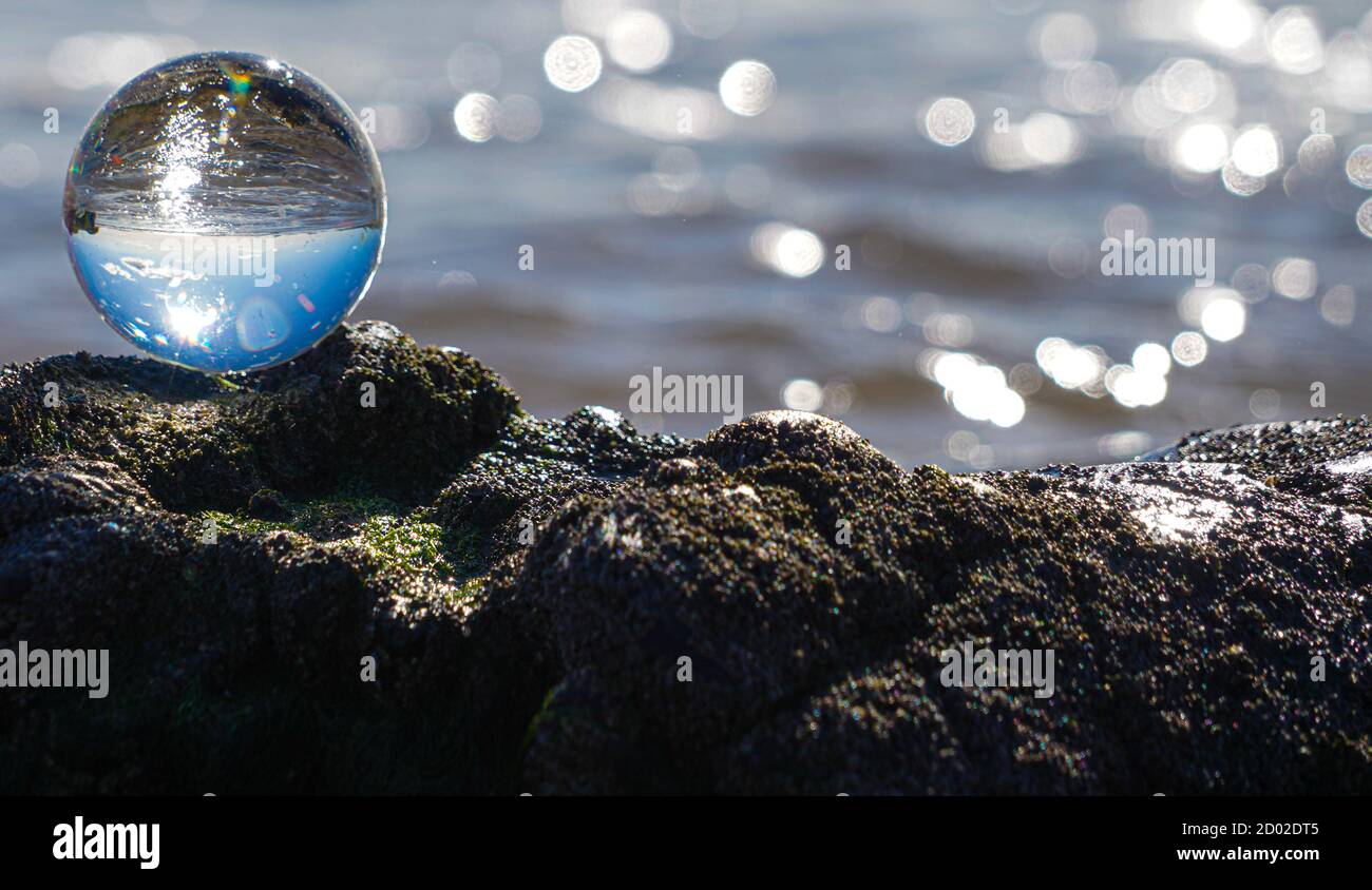 Photography Crystal Photo Ball showing upside down reflection of sky ...