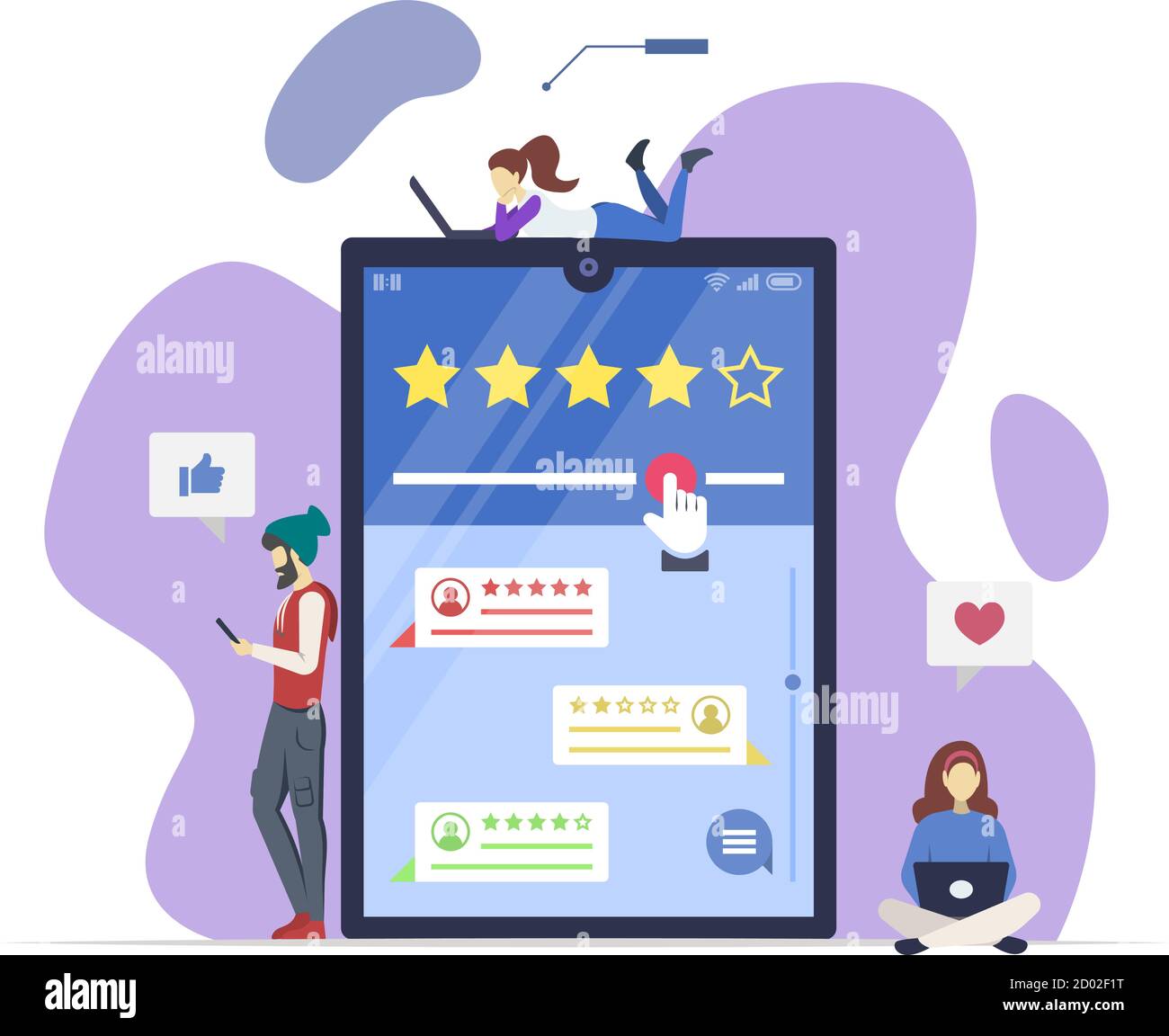 Online reviews semi flat RGB color vector illustration. User experience ... Online reviews semi flat RGB color vector illustration. User experience ...