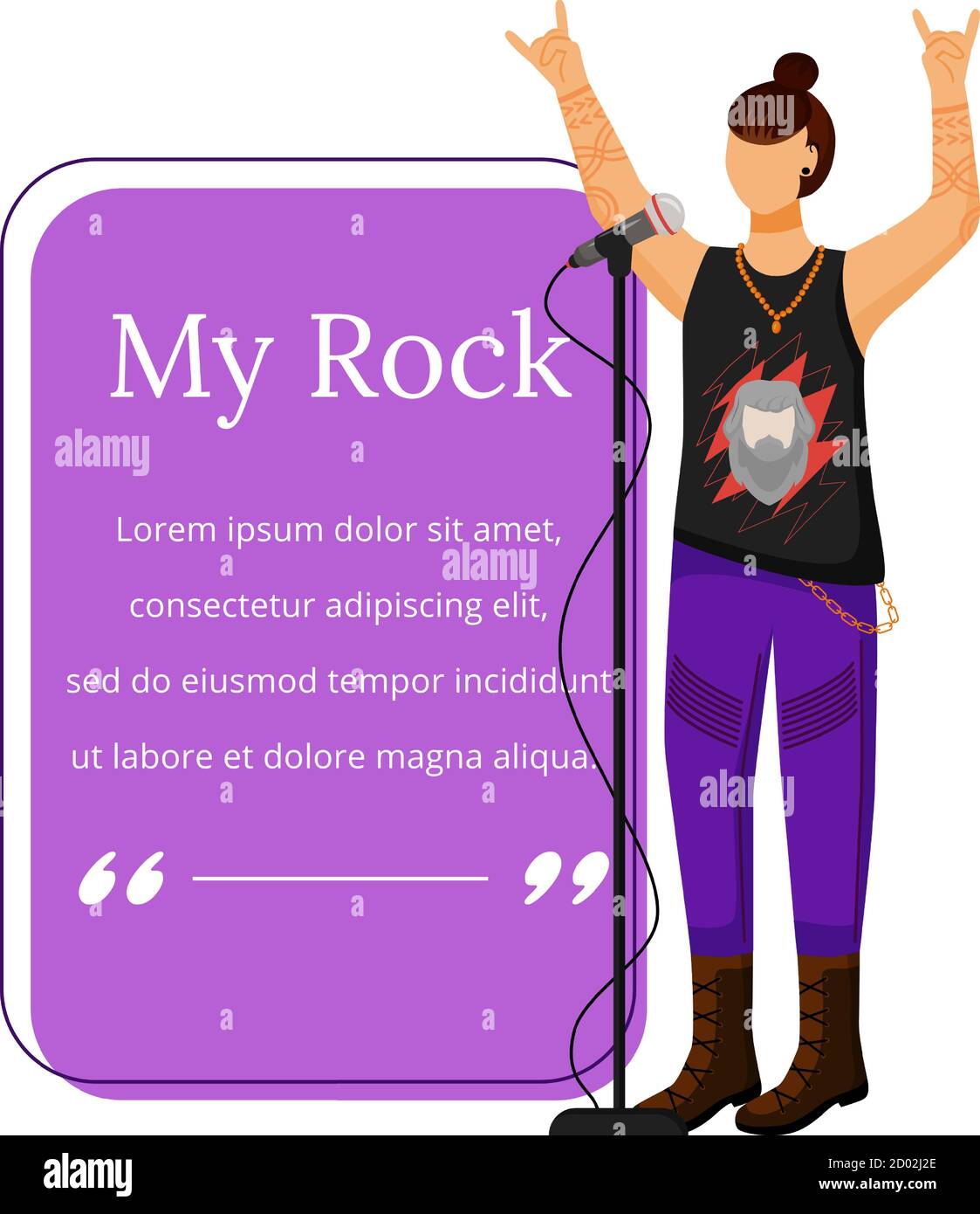 Rock band singer flat color vector illustration. Lead vocalist ...