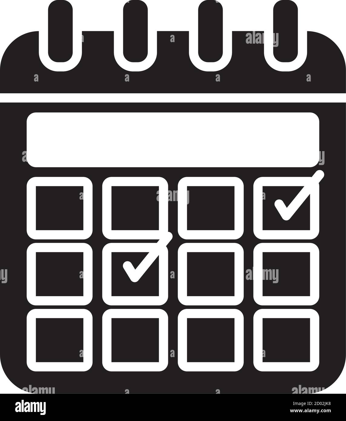 calendar with check marks over white background, silhouette style ...
