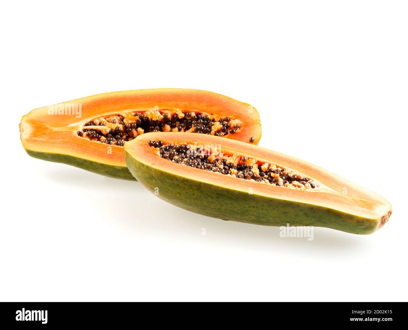 Halved fresh papaya fruit isolated on white background Stock Photo - Alamy