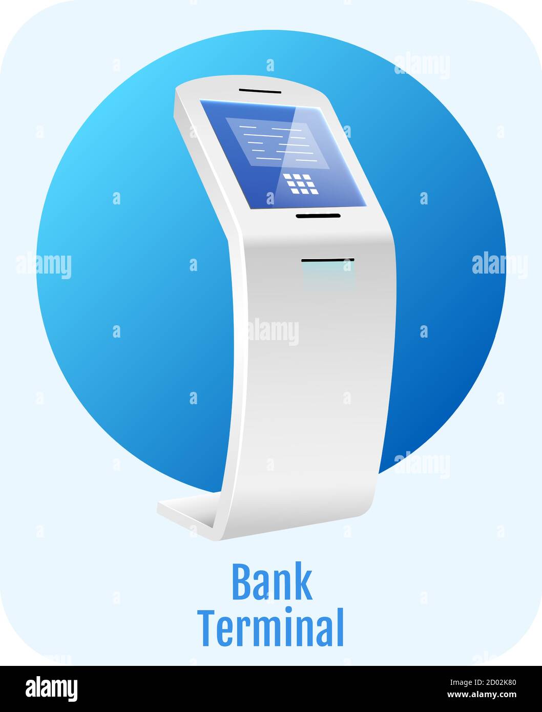 Bank terminal flat concept icon. Financial self service kiosk sticker ...