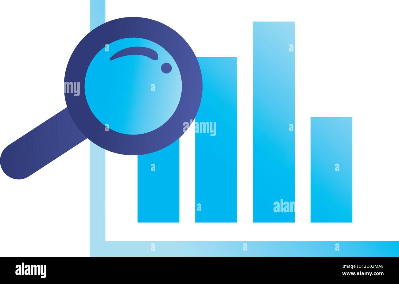 lupe with bars chart gradient style icon design, search tool and magnifying glass theme Vector ...