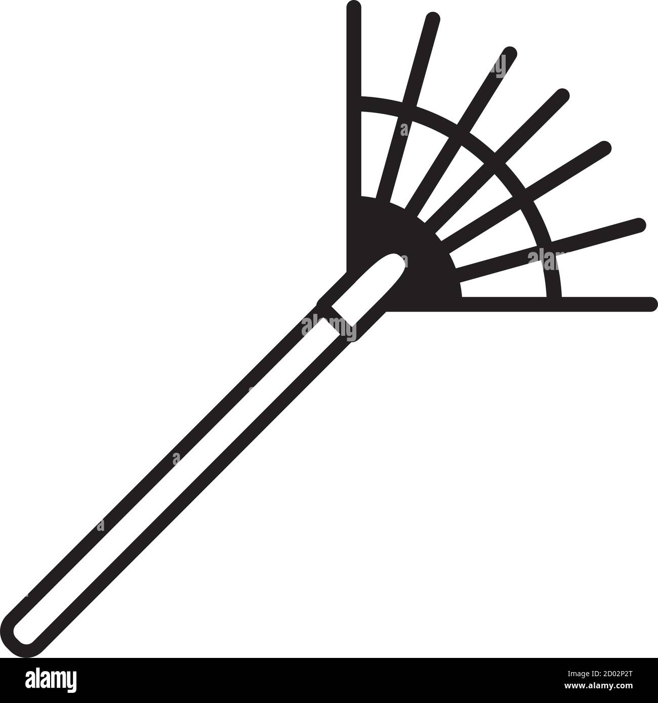garden rake tool icon over white background, line style, vector ...