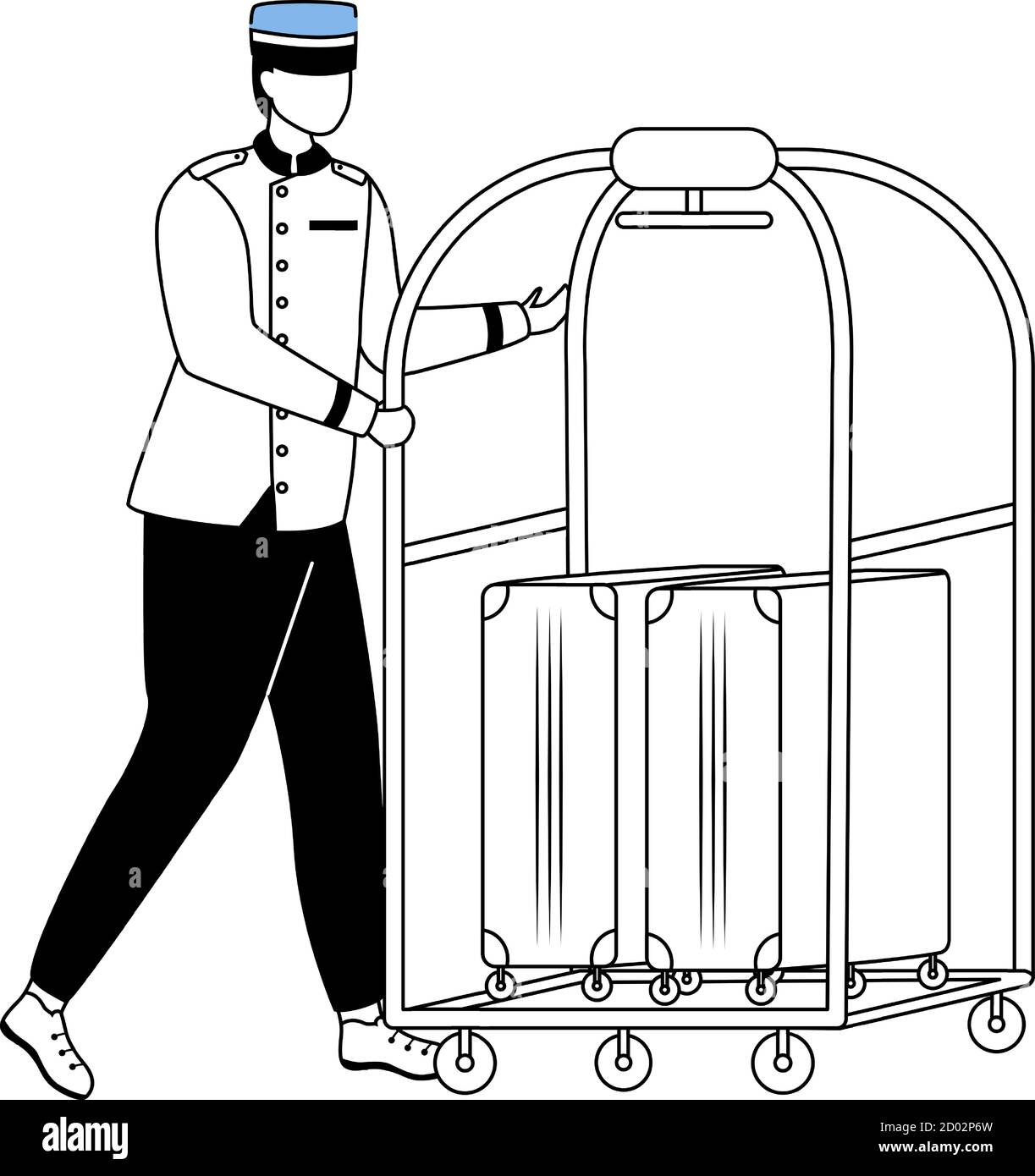 Porter flat vector illustration. Hotel service. Staff in uniform ...