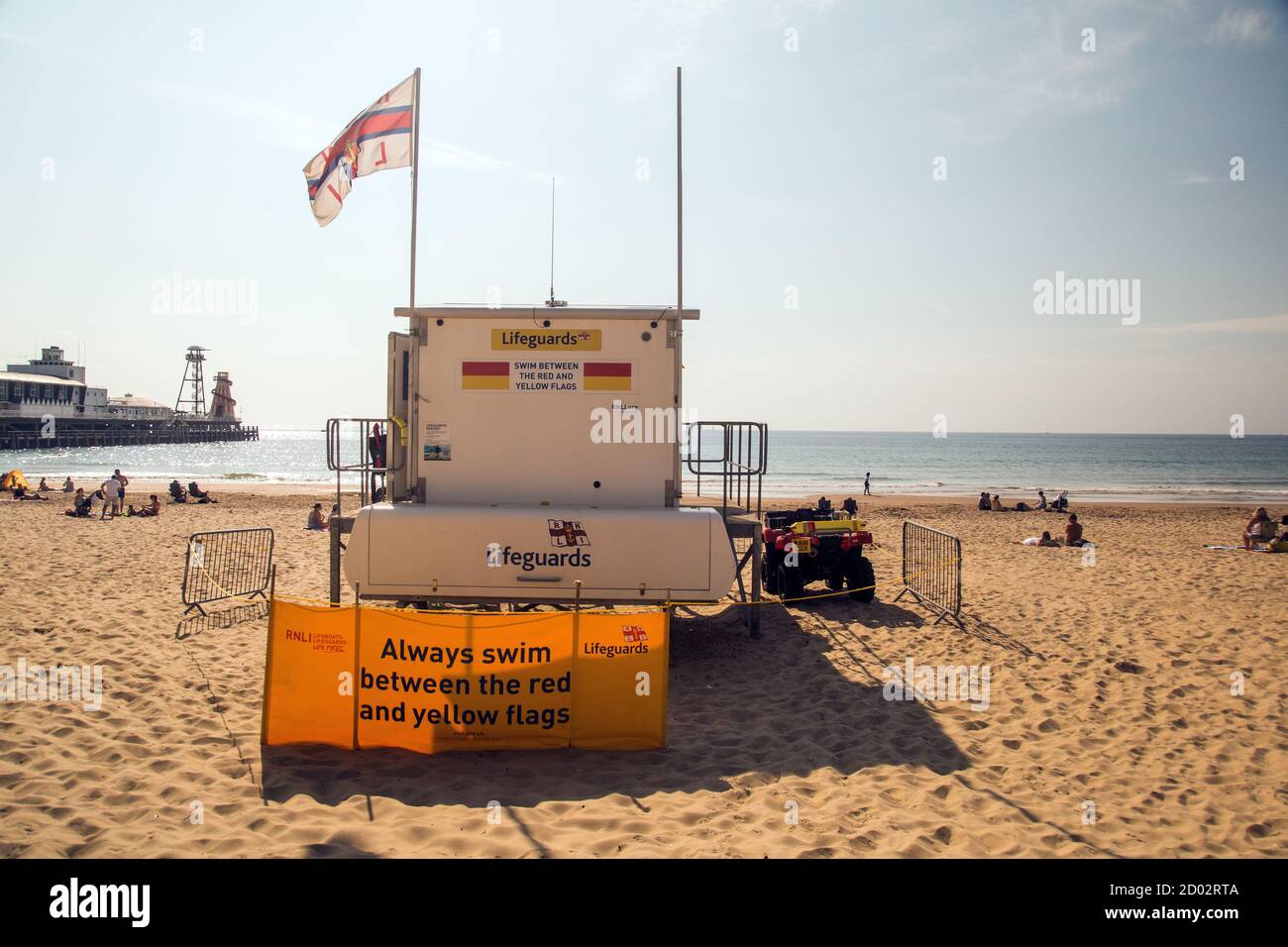 Bournemouth, Dorset England, September 15th, 2020, people on the beach ...
