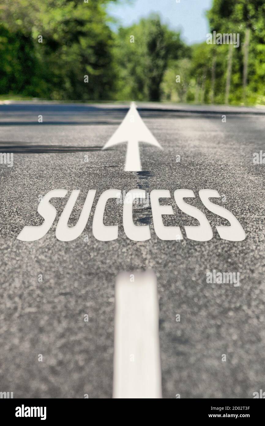 Conceptual Image of Road With the Word Success. Asphalt road with road ...