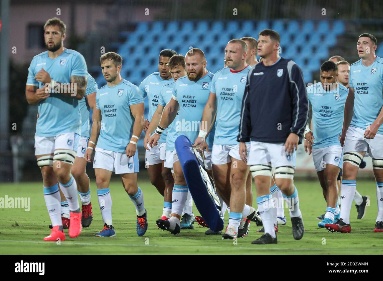 Parma, Italy. 02nd Oct, 2020. Cardiff Blues team during Zebre vs ...