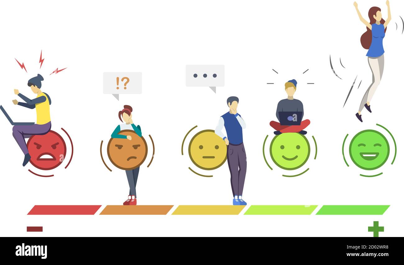Mood rating scale semi flat RGB color vector illustration. Emotions ...