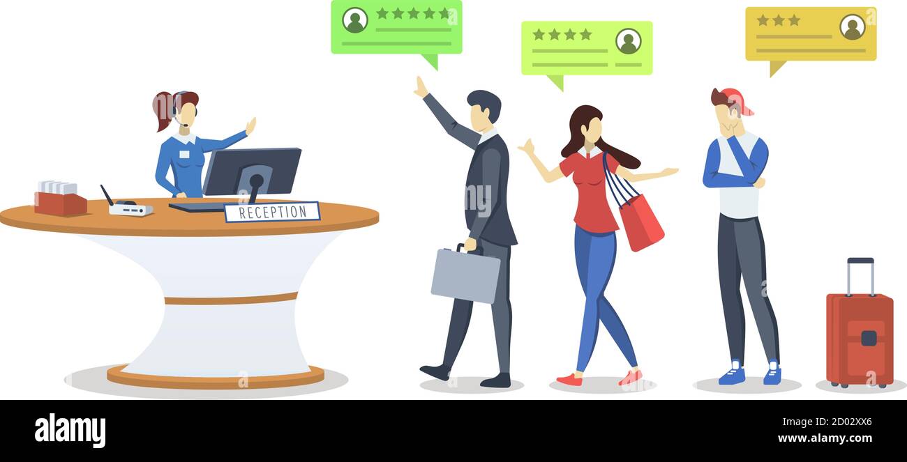 Hotel rating semi flat RGB color vector illustration. Customer, client ...