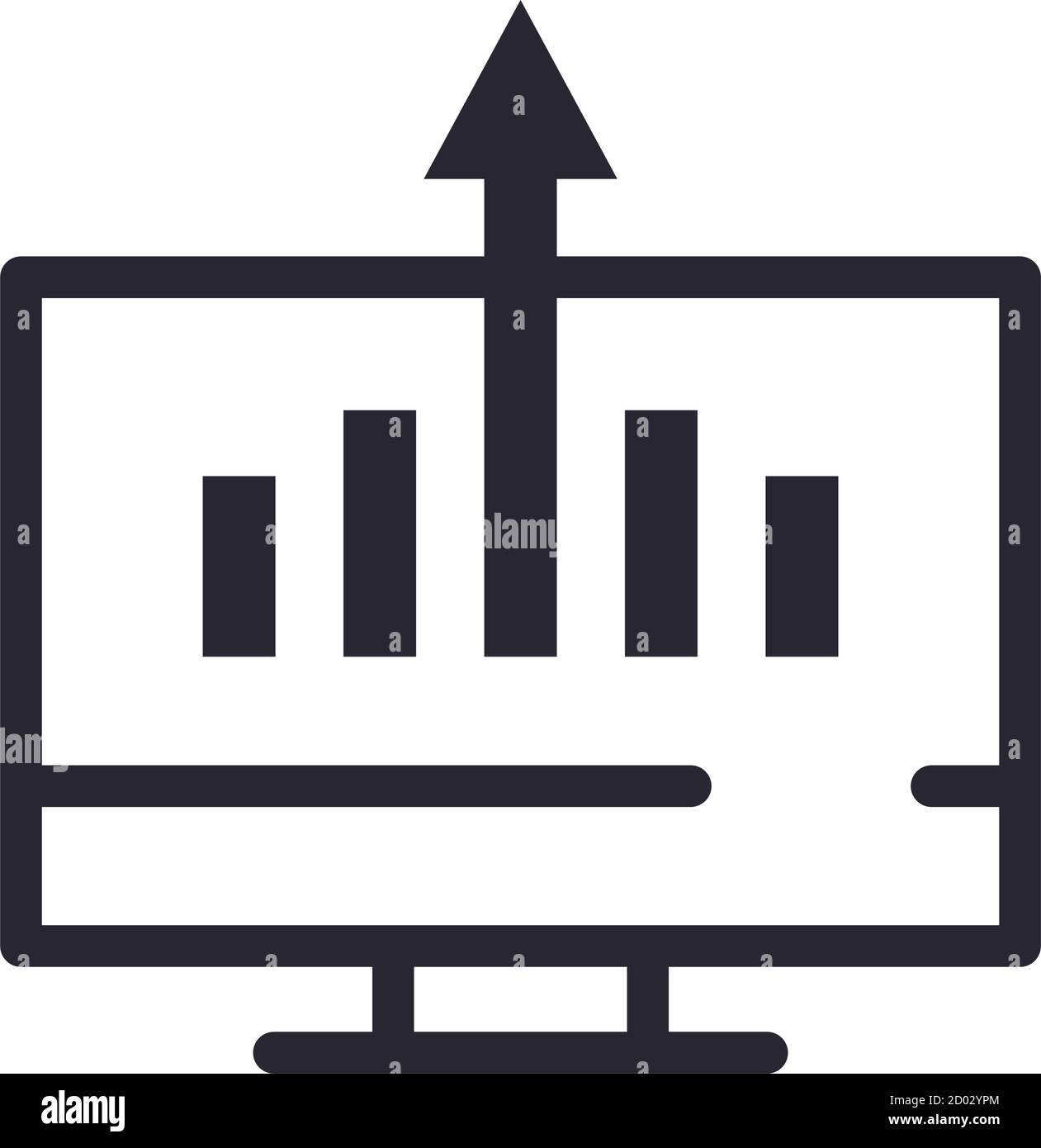bars chart in computer line style icon design, Data analysis and ...