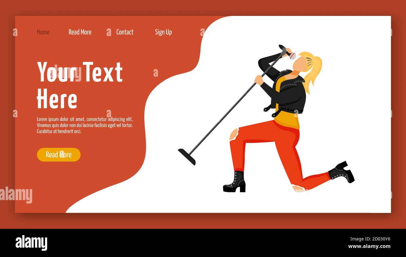 Singer landing page vector template. Lead vocalist website interface ...
