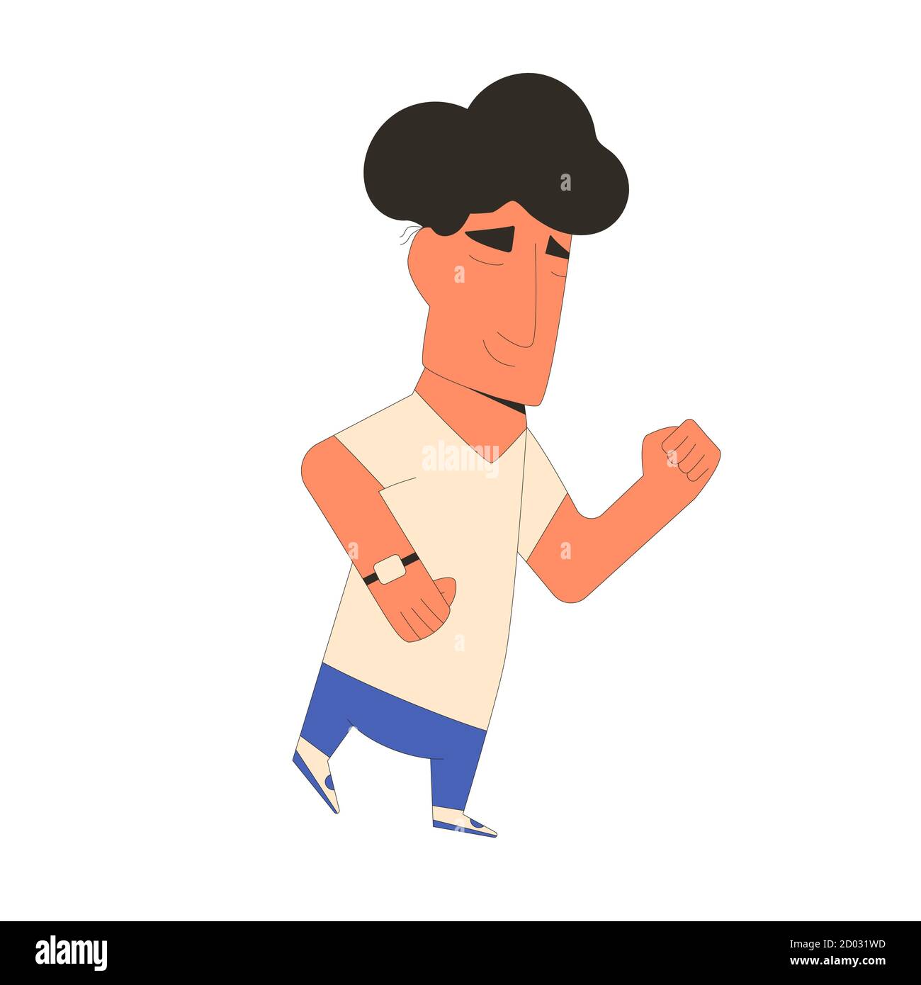 Runner isolated on white background. Cute sportsman. Vector flat ...