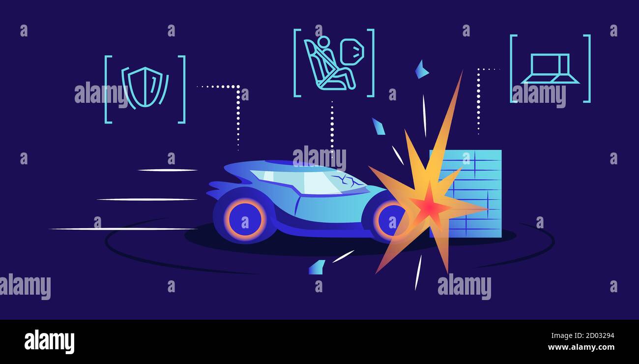 Car smashing into wall Stock Vector Images - Alamy