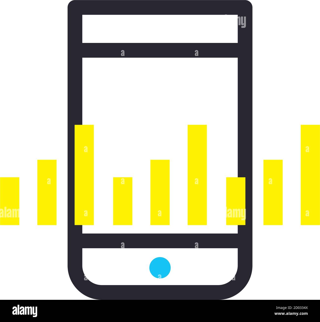 bars chart in front of smartphone line and fill style icon design, Data analysis and information ...