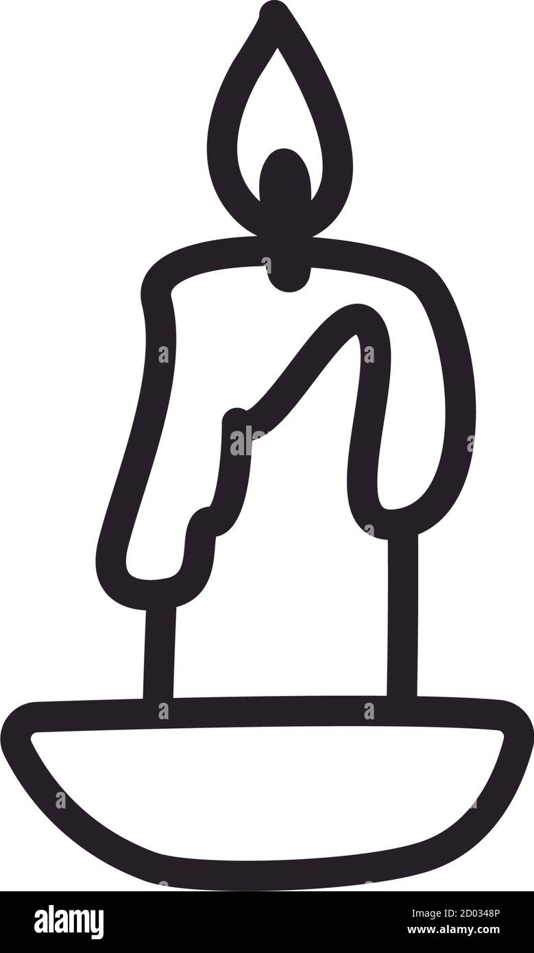 Candle free form line style icon design, Fire flame candlelight light ...