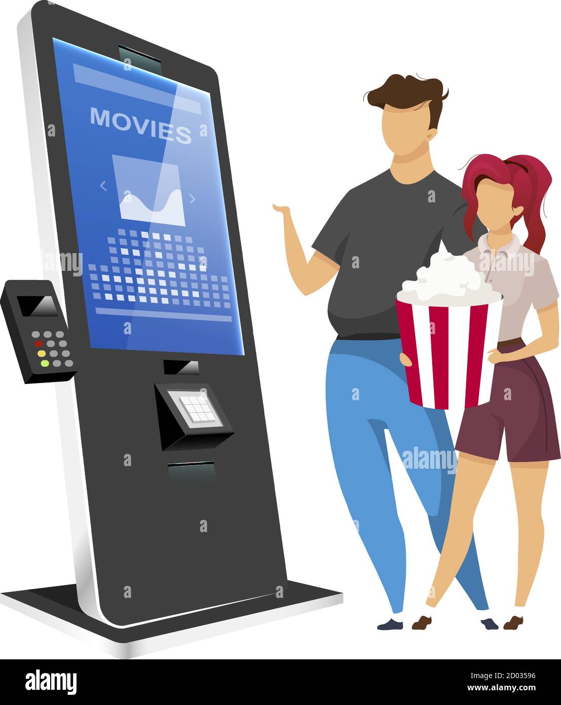 Couple buying tickets ticket machine Stock Vector Images - Alamy