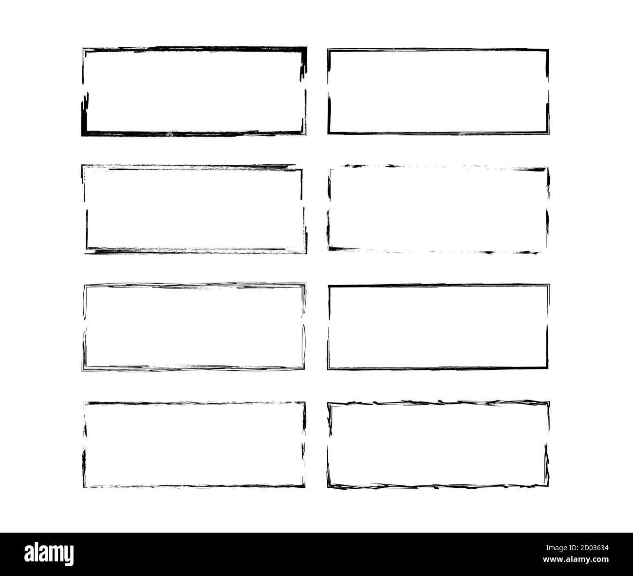 Set of black rectangle grunge frames. Geometric empty borders ...