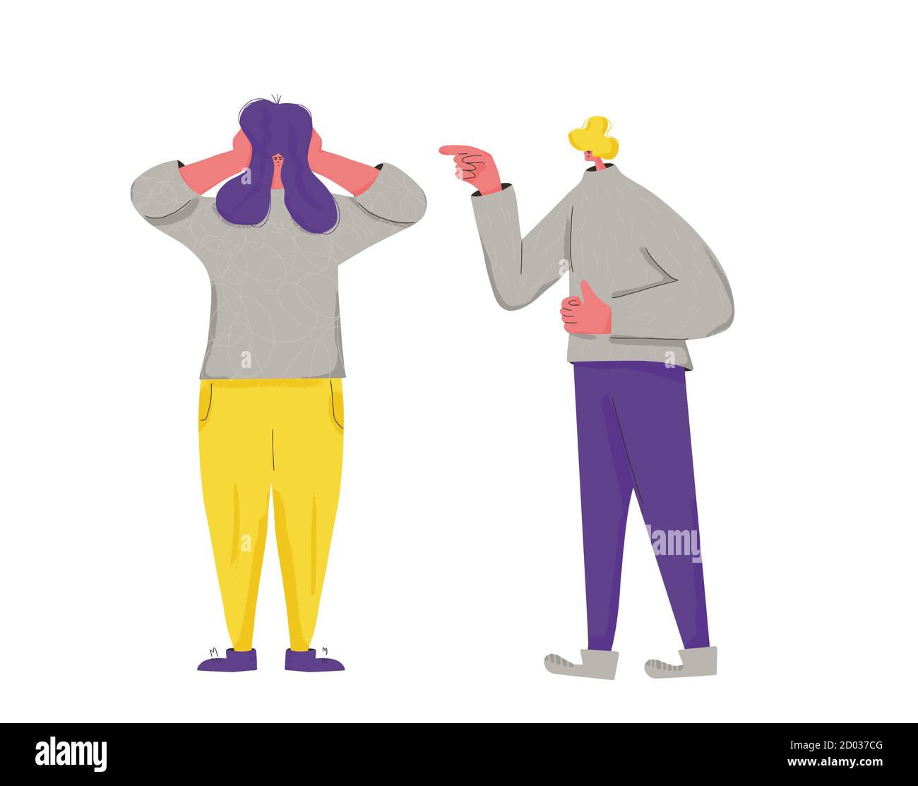 Conflict. Bad relationship between friend or family members. Scared ...