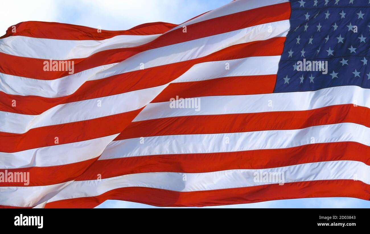USA flag flaping in wind Stock Photo - Alamy