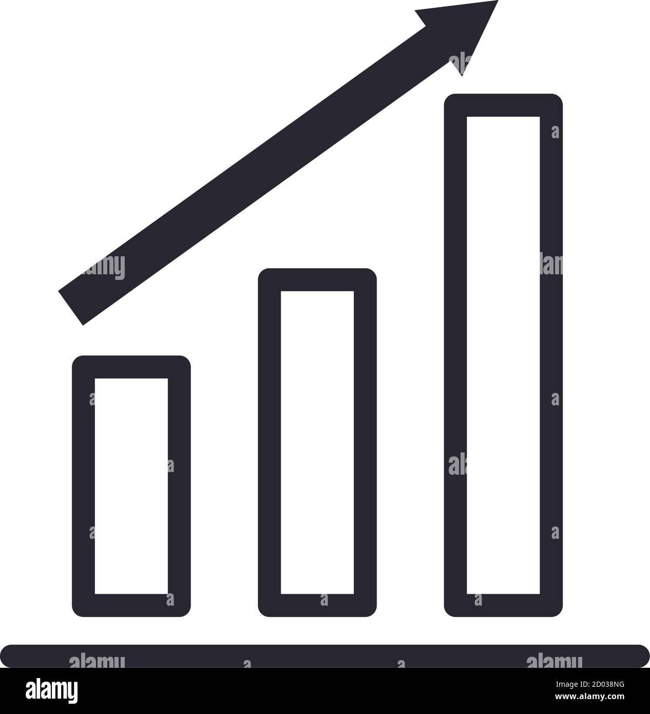 bars chart with increase arrow line style icon design, Data analysis ...