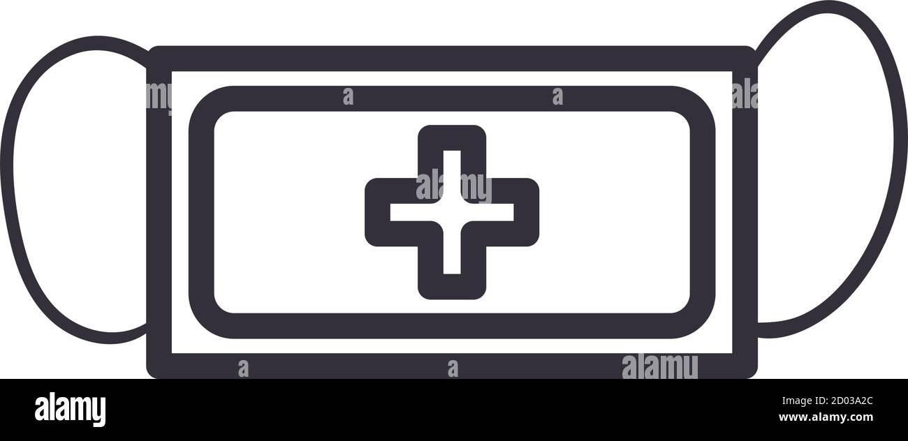 facemask with cross line style icon design of Medical care health and ...