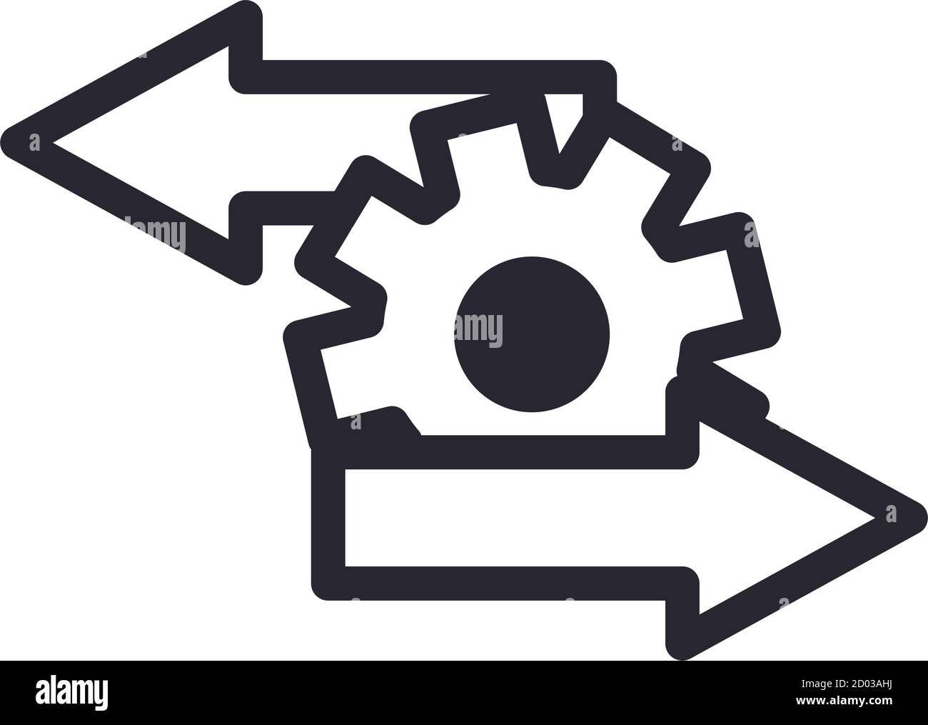 Gear with arrows line style icon design, construction work repair ...